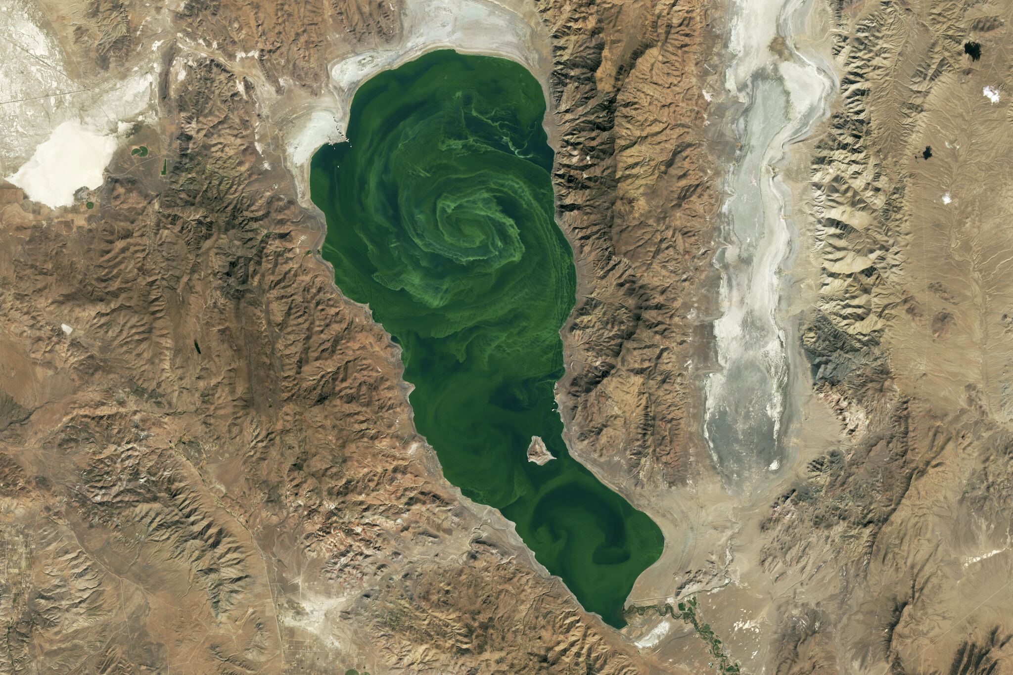 Why Nevada’s Pyramid Lake developed green swirls visible from space