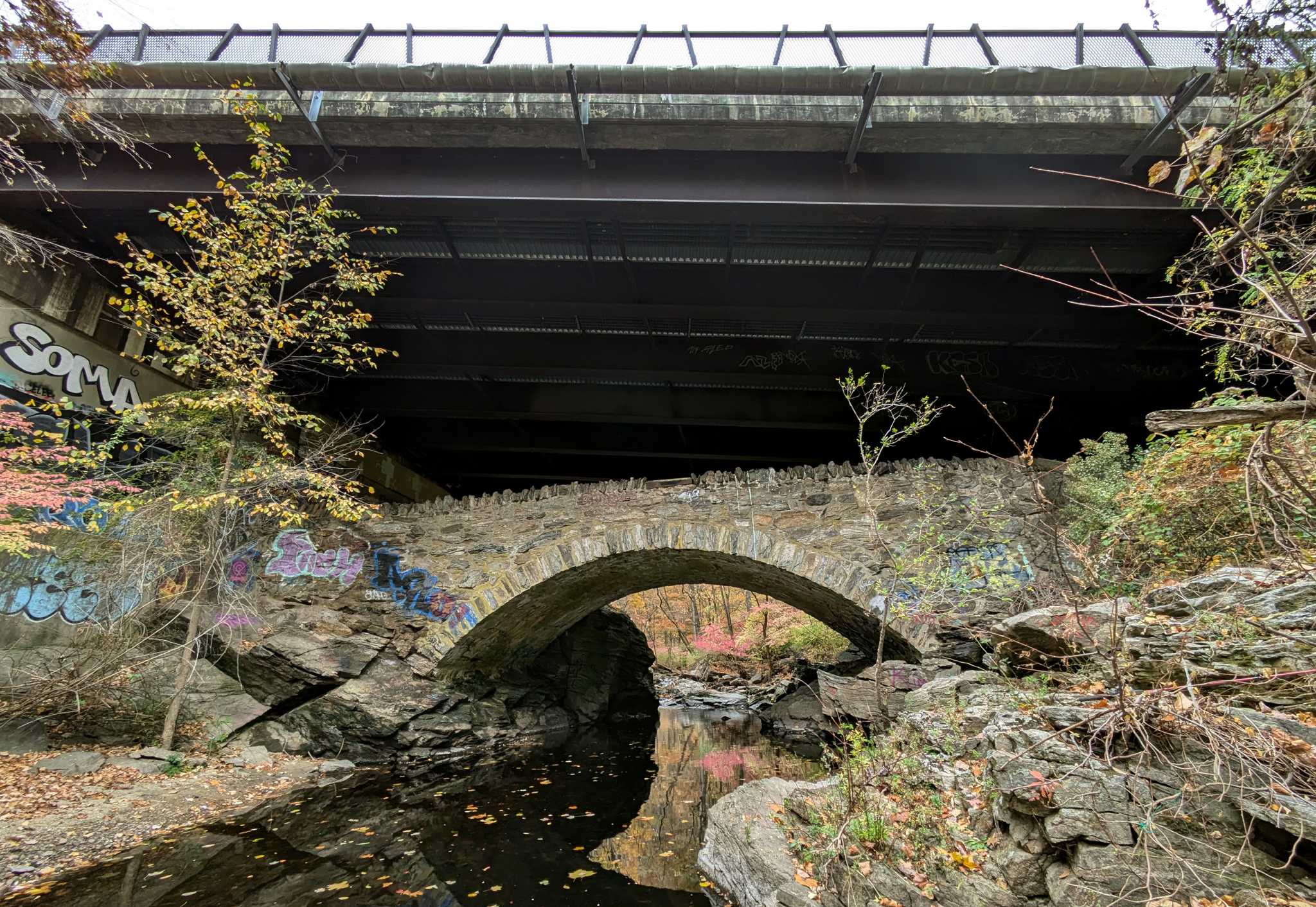 A hidden bridge under a bridge in Connecticut sits lost to time