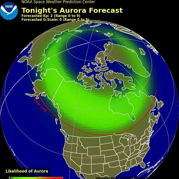 Updated: NOAA issues view line map for the US northern lights
