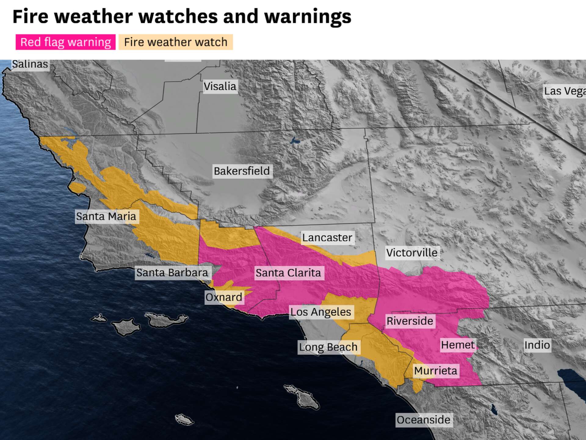 California fire weather warning: Winds could reach 80 mph