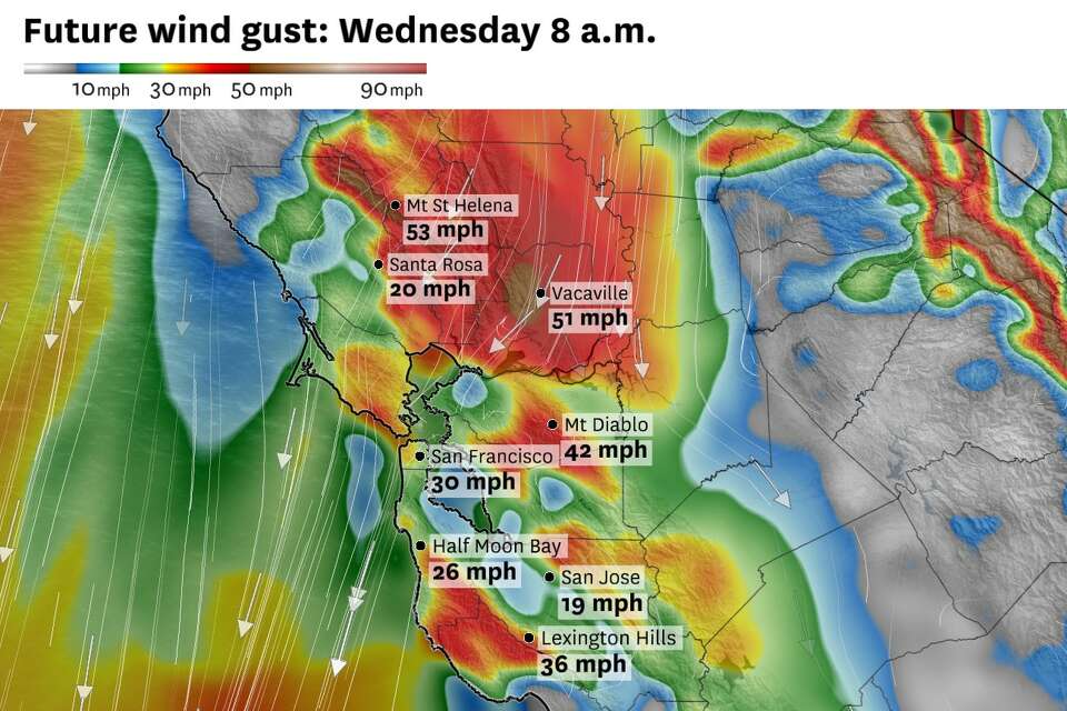 High winds to peak in Bay Area Wednesday morning, raising fire and out