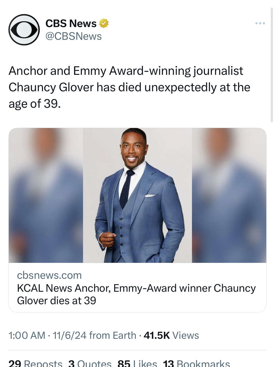 'My heart is crushed': Social media reacts to death of Chauncy Glover