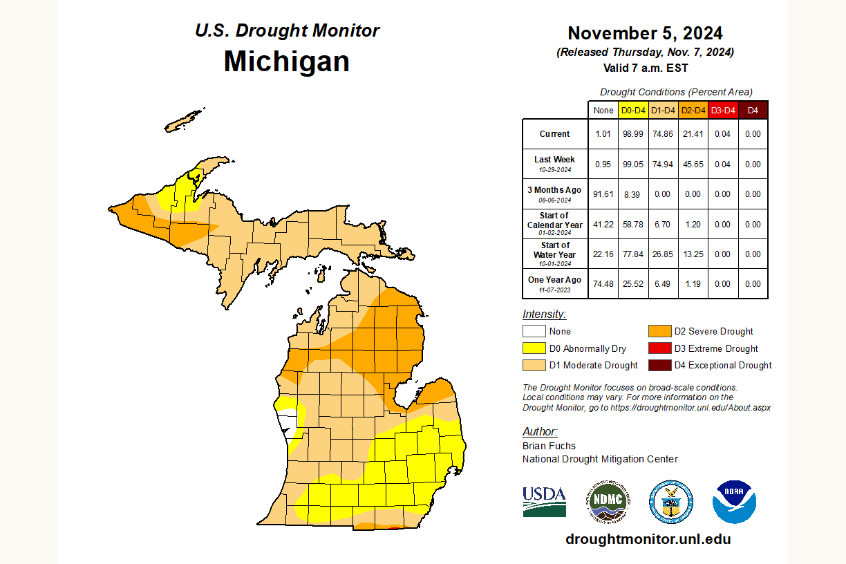 Rain reduces Michigan's severe drought by 24%