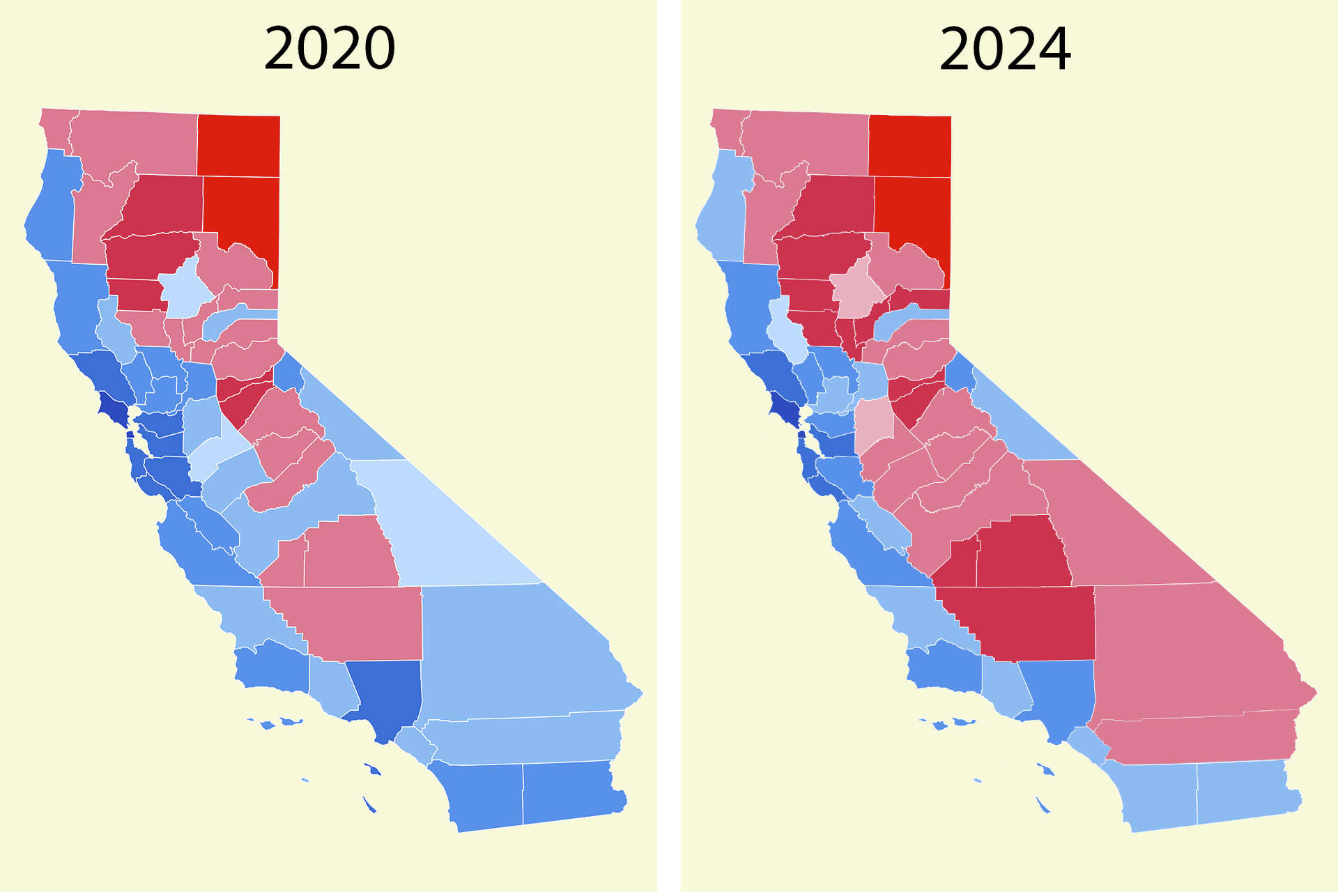 These California counties flipped from blue to Trump this year