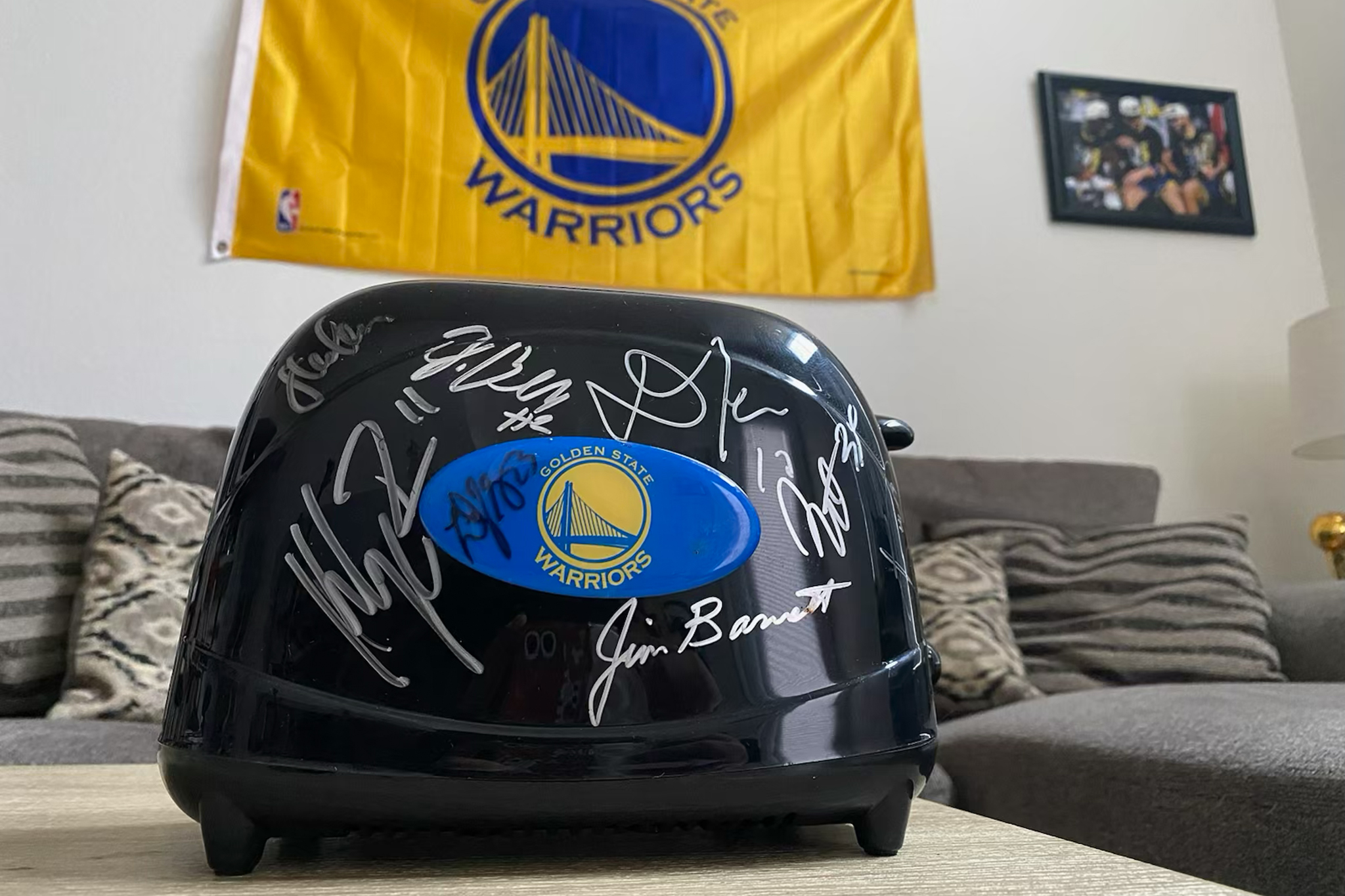 The most viral toaster in sports ended up in a Warriors fan's closet