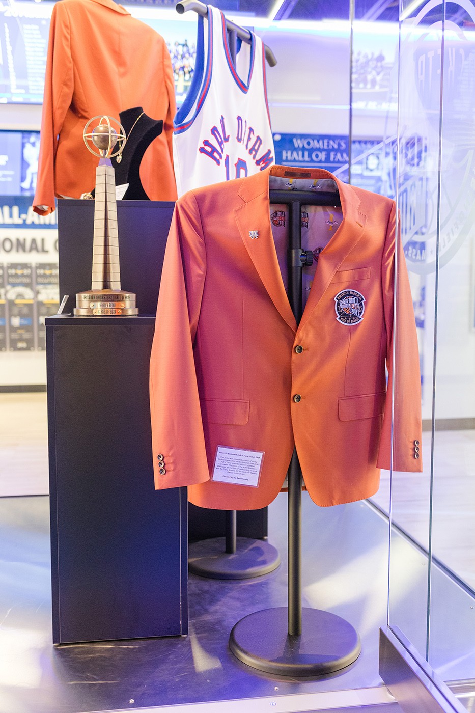 Harley Redin's Naismith trophy, jacket at Flying Queens Museum