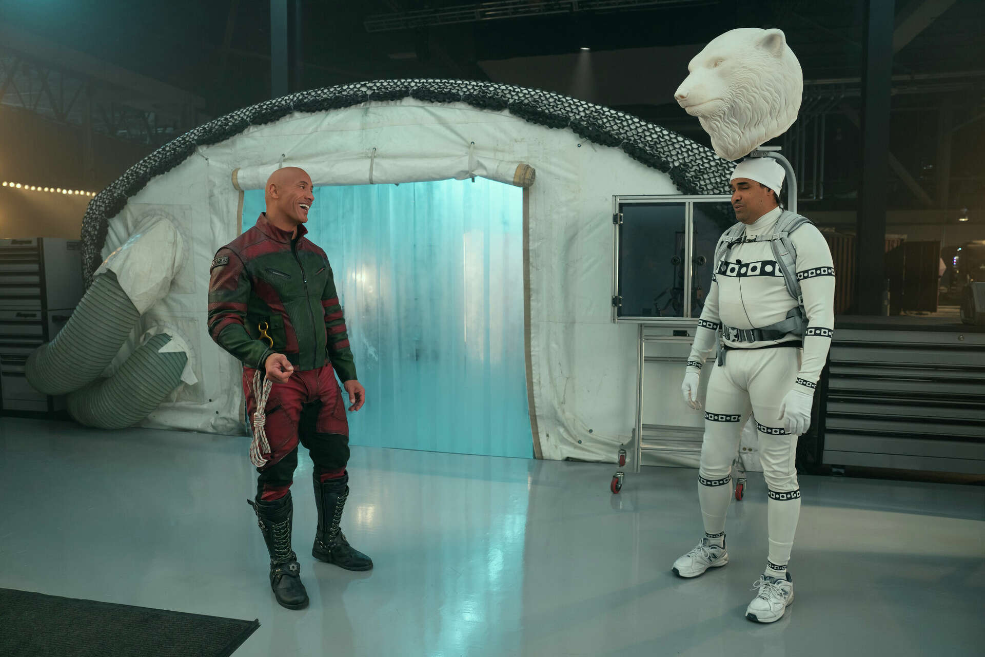 'Red One' stars Reinaldo Faberlle as Agent Garcia, talking polar bear