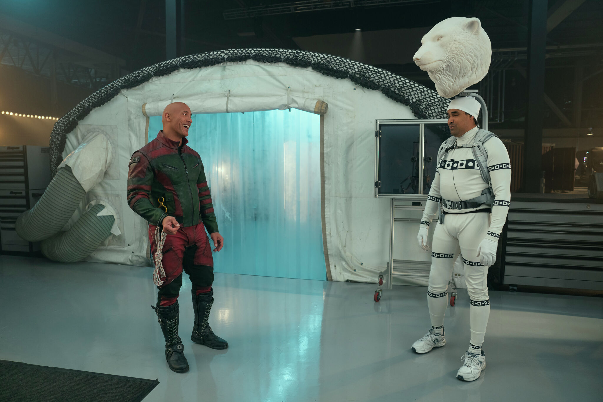 'Red One' stars Reinaldo Faberlle as Agent Garcia, talking polar bear