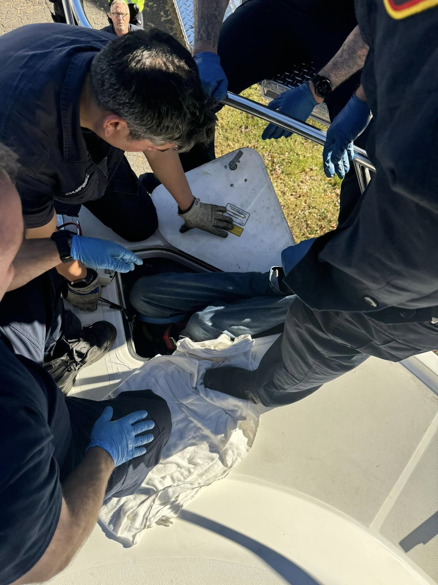 Officials: Fairfield crews free man trapped inside boat storage unit