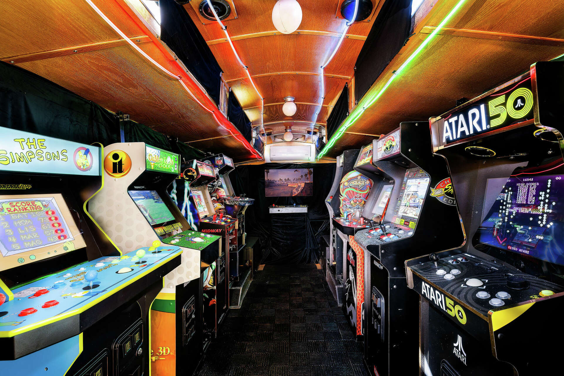 Texas man converts trolley into rentable mobile arcade