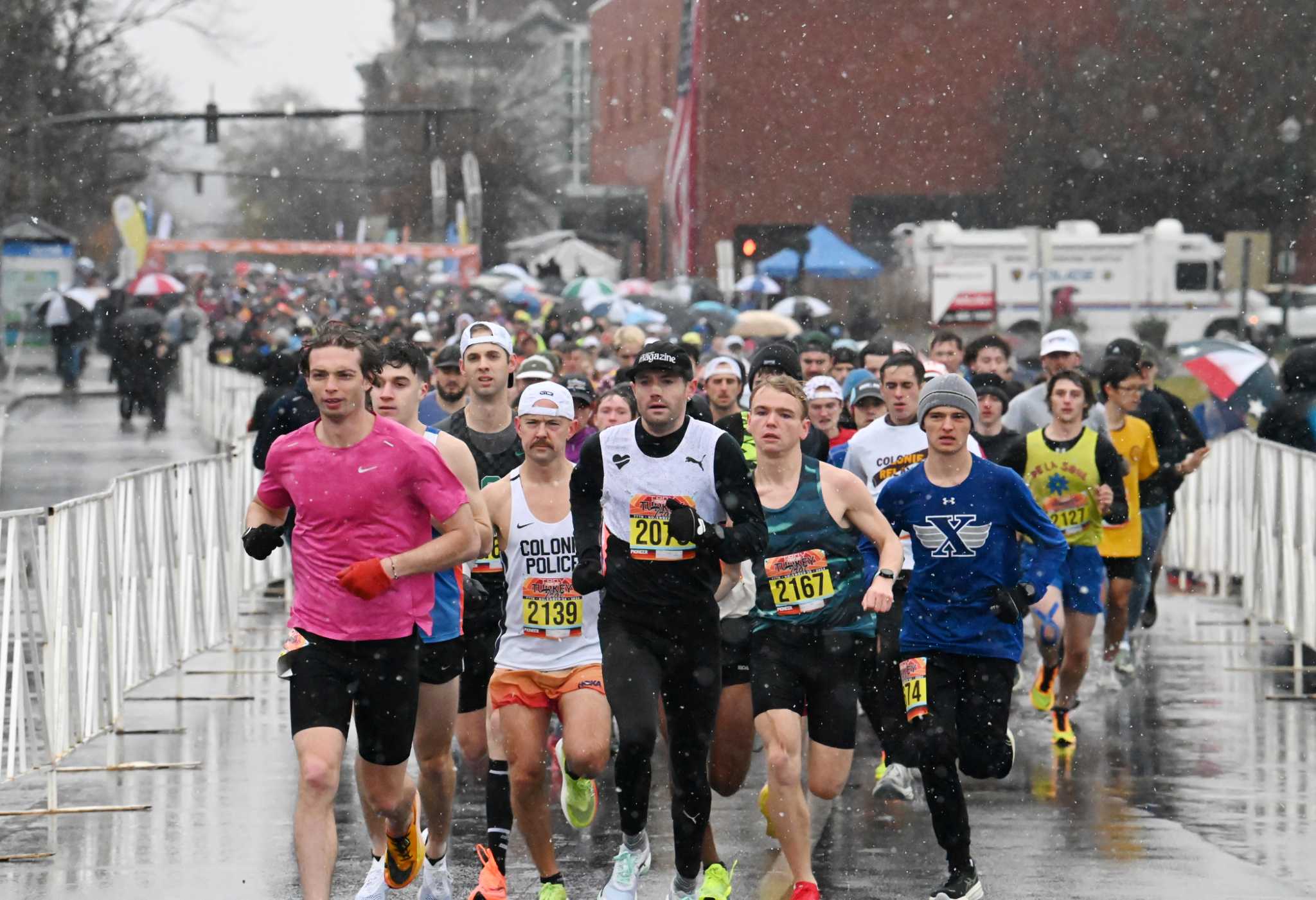 Photos: A wet, cold Troy Turkey Trot