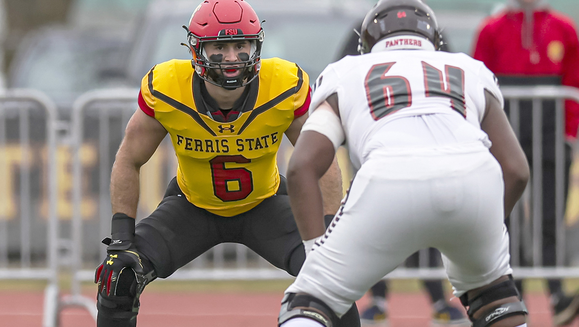 Ferris linebacker celebrates title season