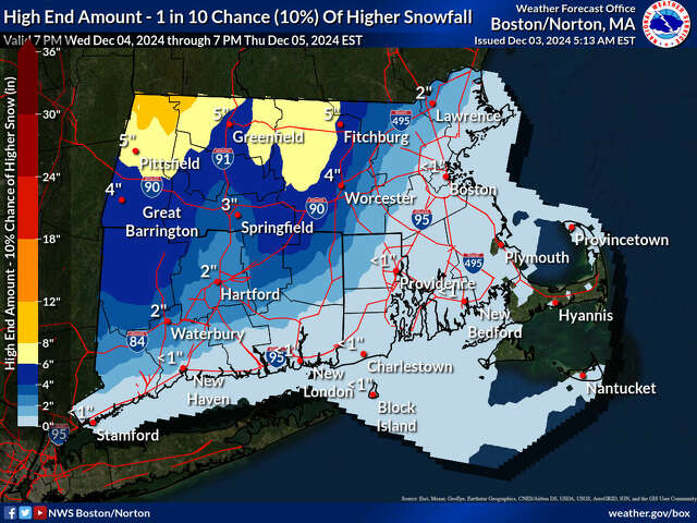 Forecasters increase projected CT snowfall totals from storm this week