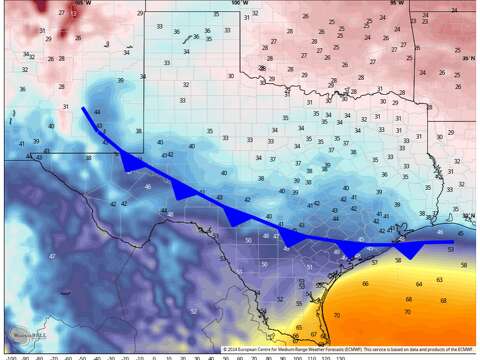 Cold front moving into Texas today. Here's when temps drop.