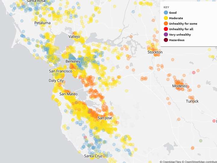 Bay Area air quality dips as pollution drifts in from Central Valley