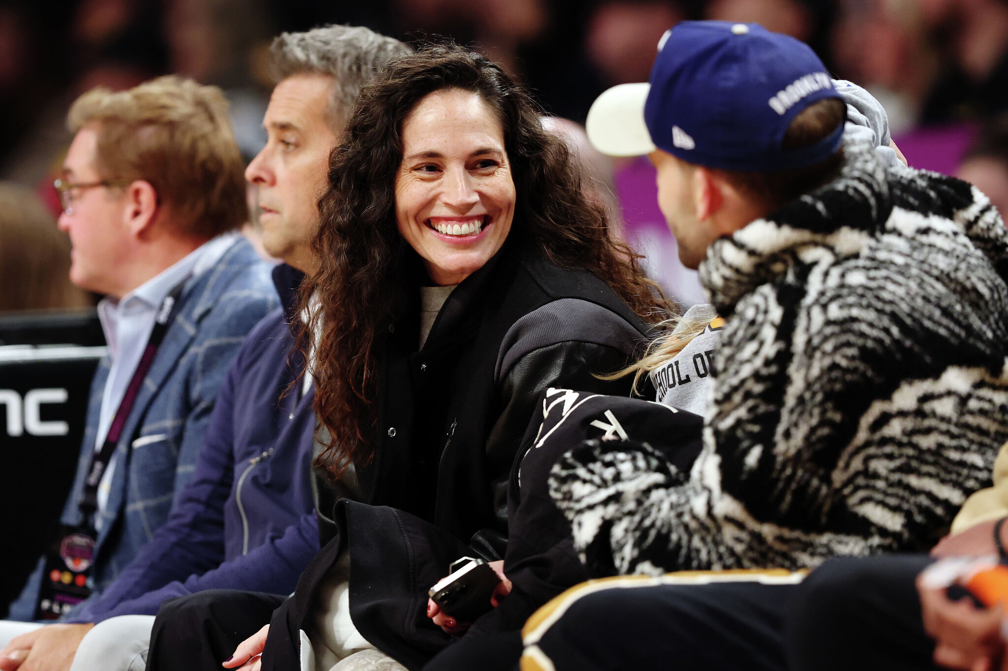 Sue Bird courtside for UConn women's basketball game in Brooklyn