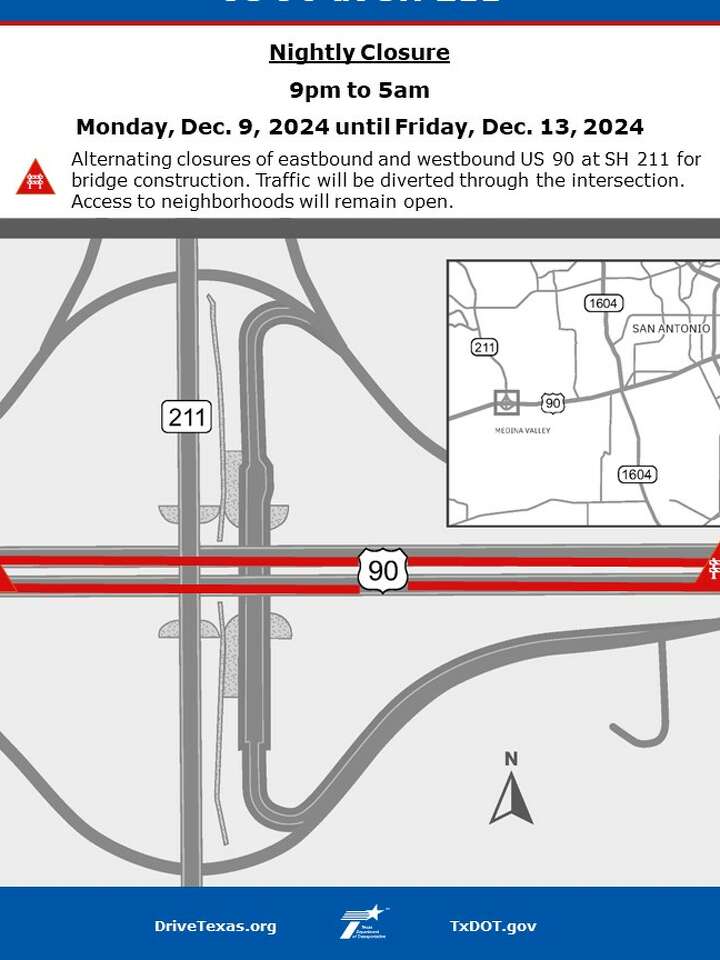 Week-long closure for major San Antonio bridge construction