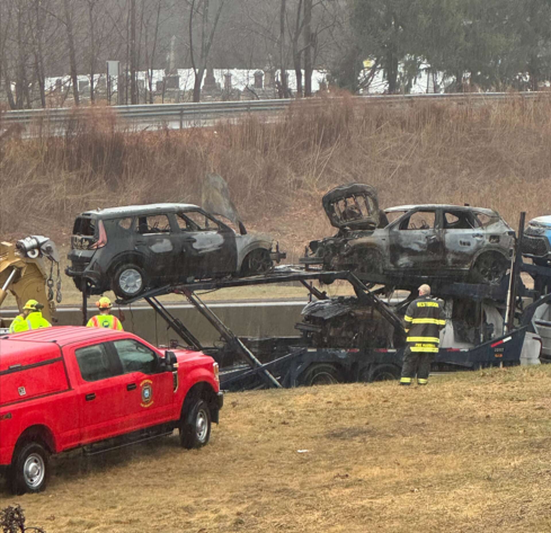 I-95 north in Westbrook reopens after car-carrier catches fire