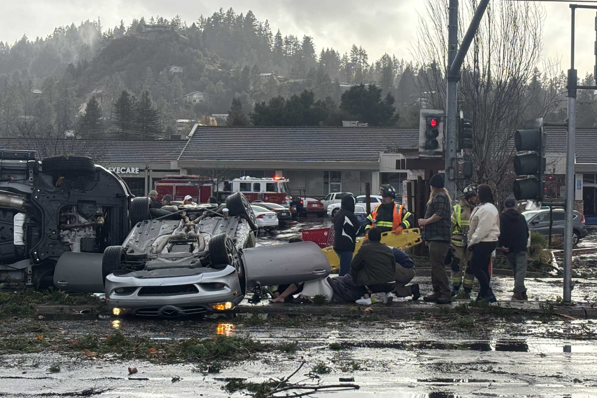 Tornado flips cars, knocks down power lines in California