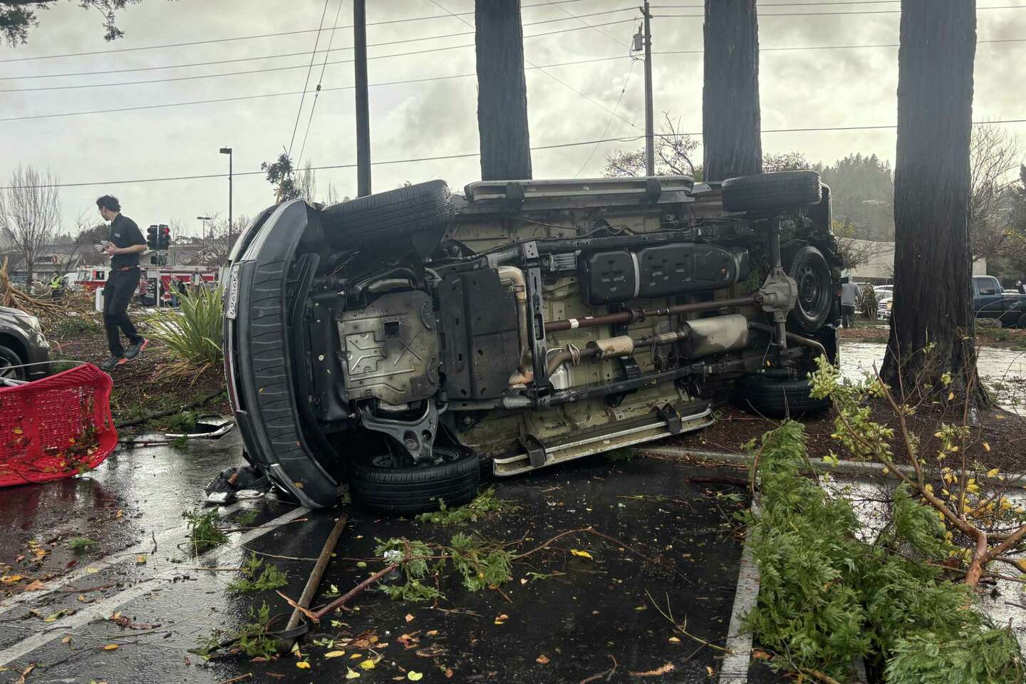 Tornado flips cars, knocks down power lines in California