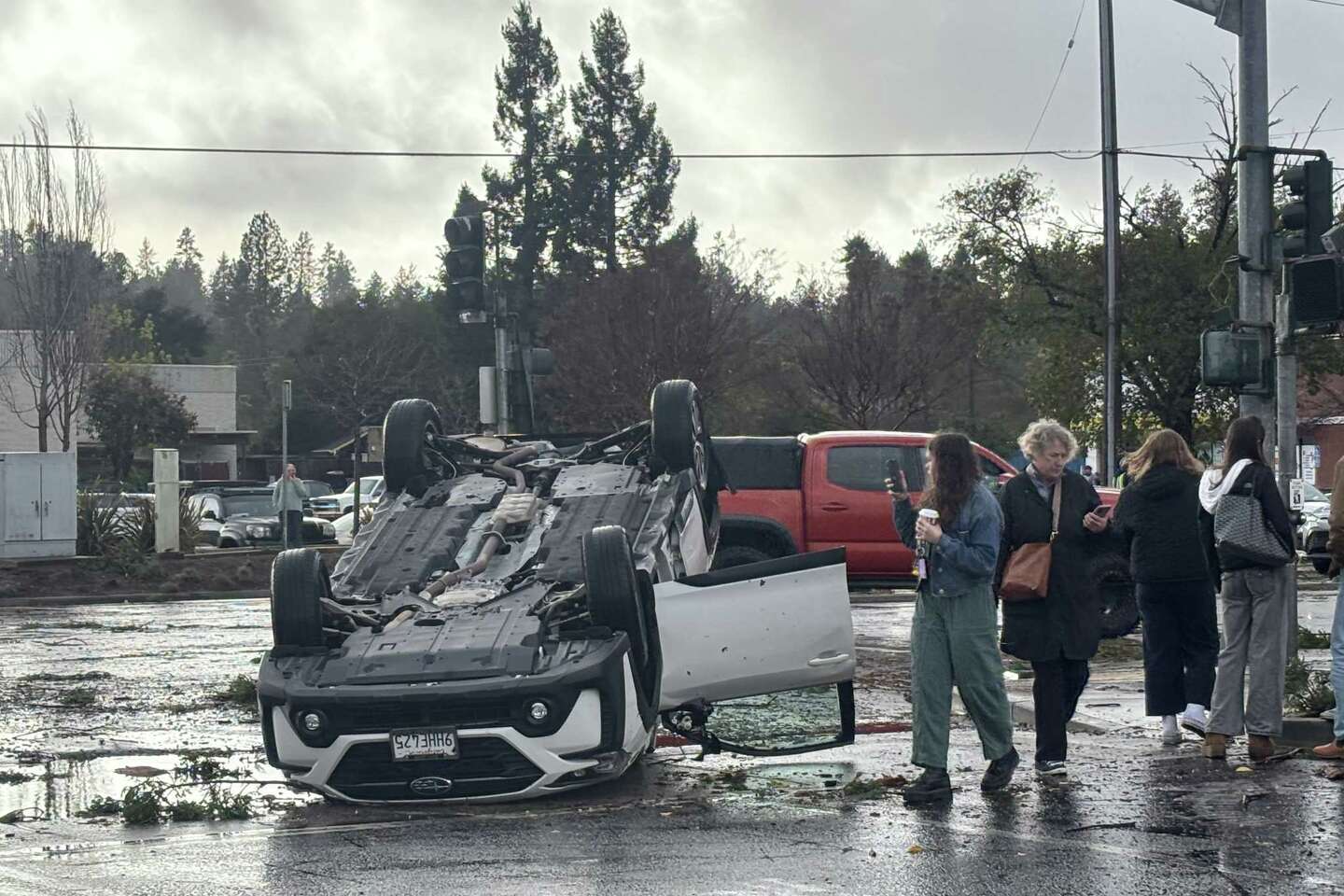 Tornado flips cars, knocks down power lines in California