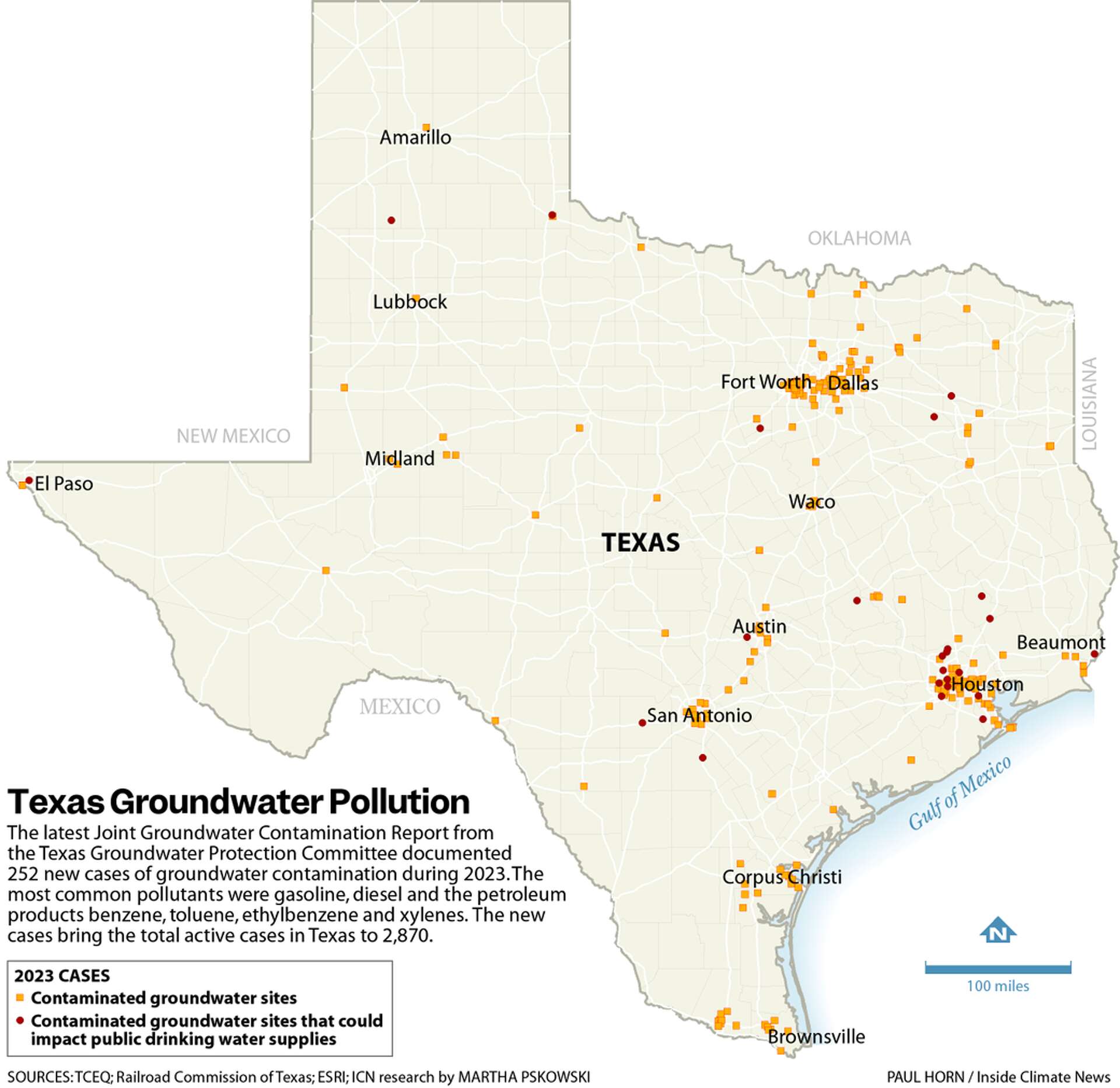 A public water system in Houston shows contaminated groundwater