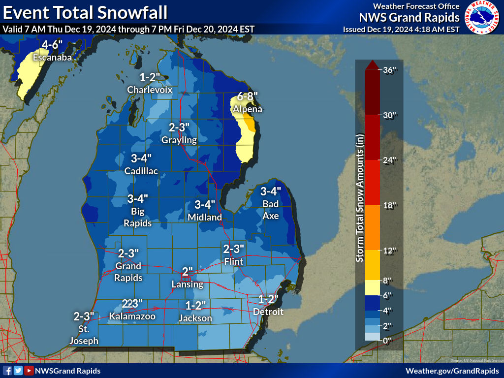 Weather advisories issue as snow expected in Mid-Michigan tonight