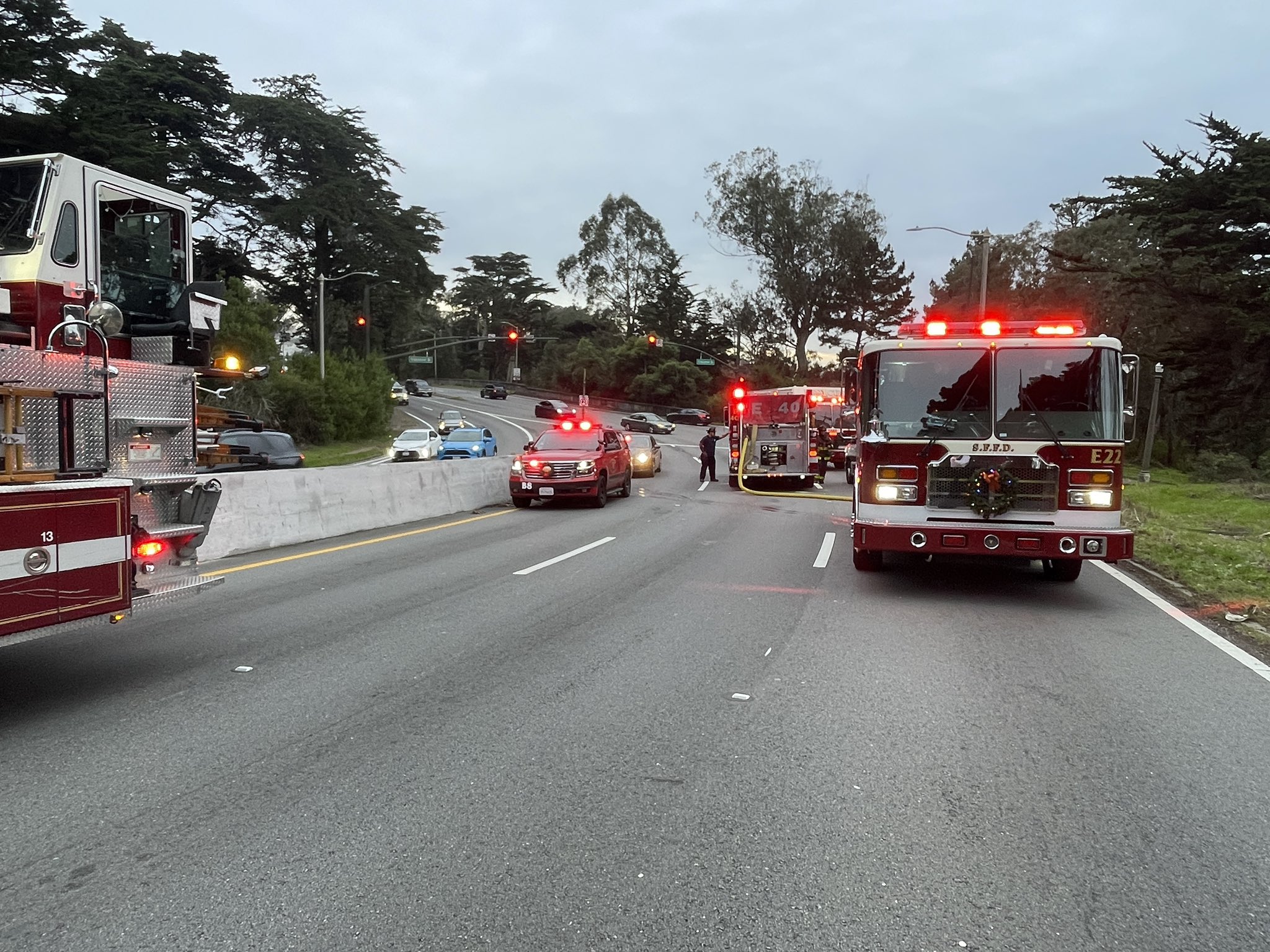 One dead after car crashes, bursts into flames in Golden Gate Park