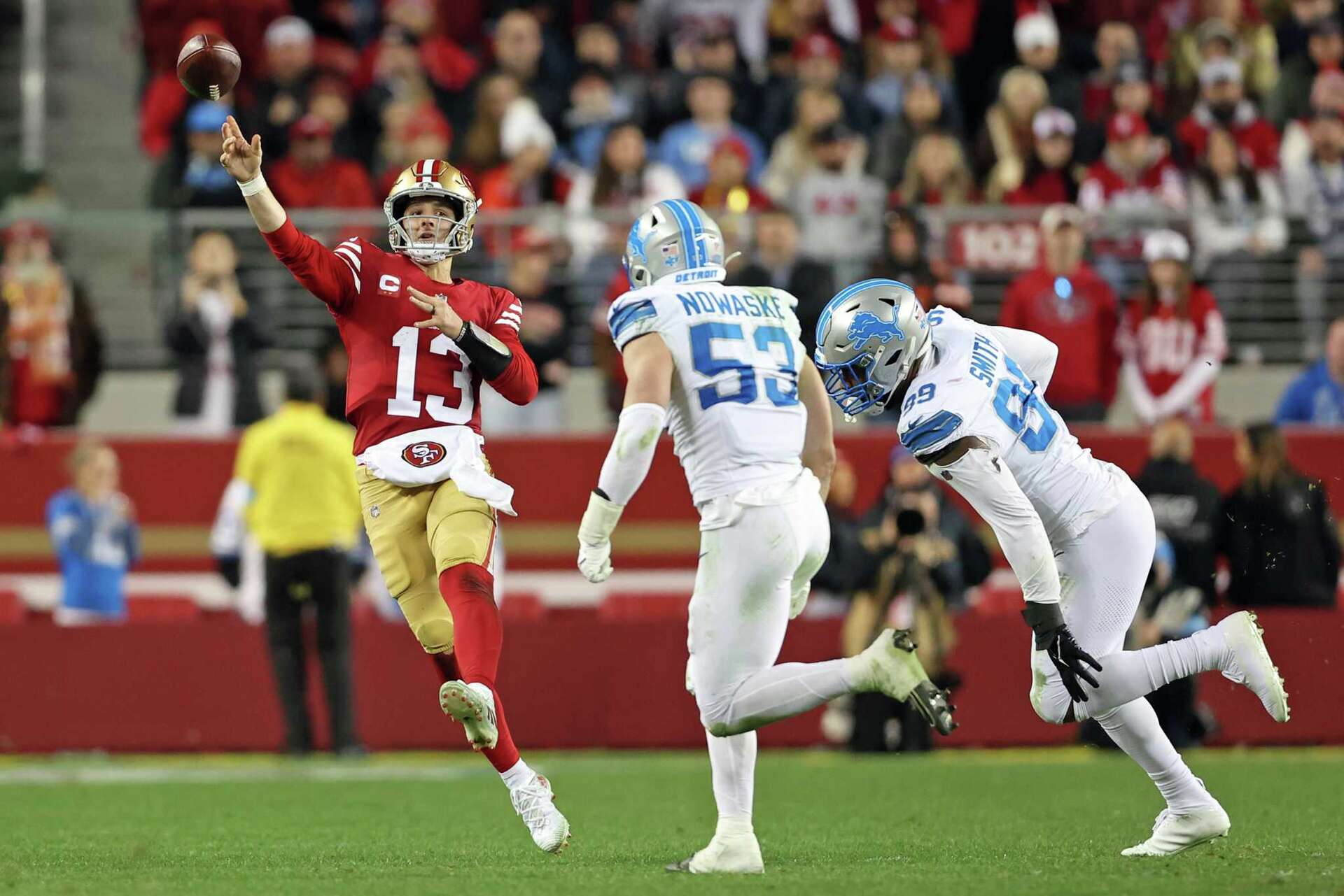 49ers lose 40-34 to Lions as QB Brock Purdy suffers elbow injury