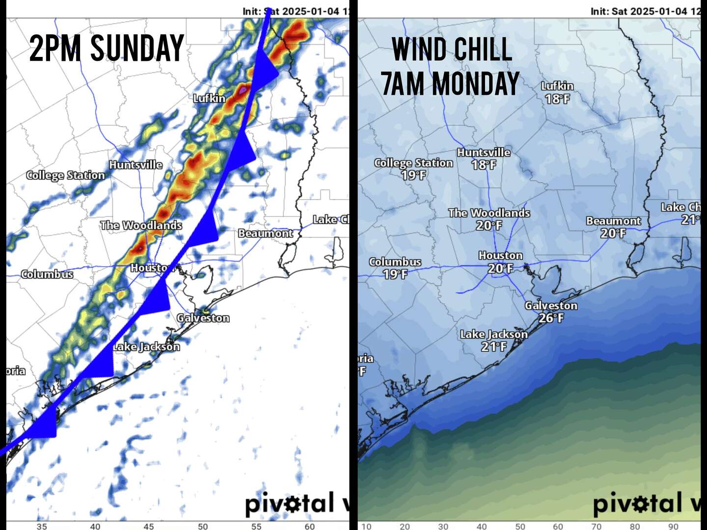 Houston cold front to bring severe storms, 20 degree wind chills