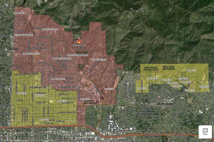 Maps show where Palisades and Eaton fires are burning in Los Angeles