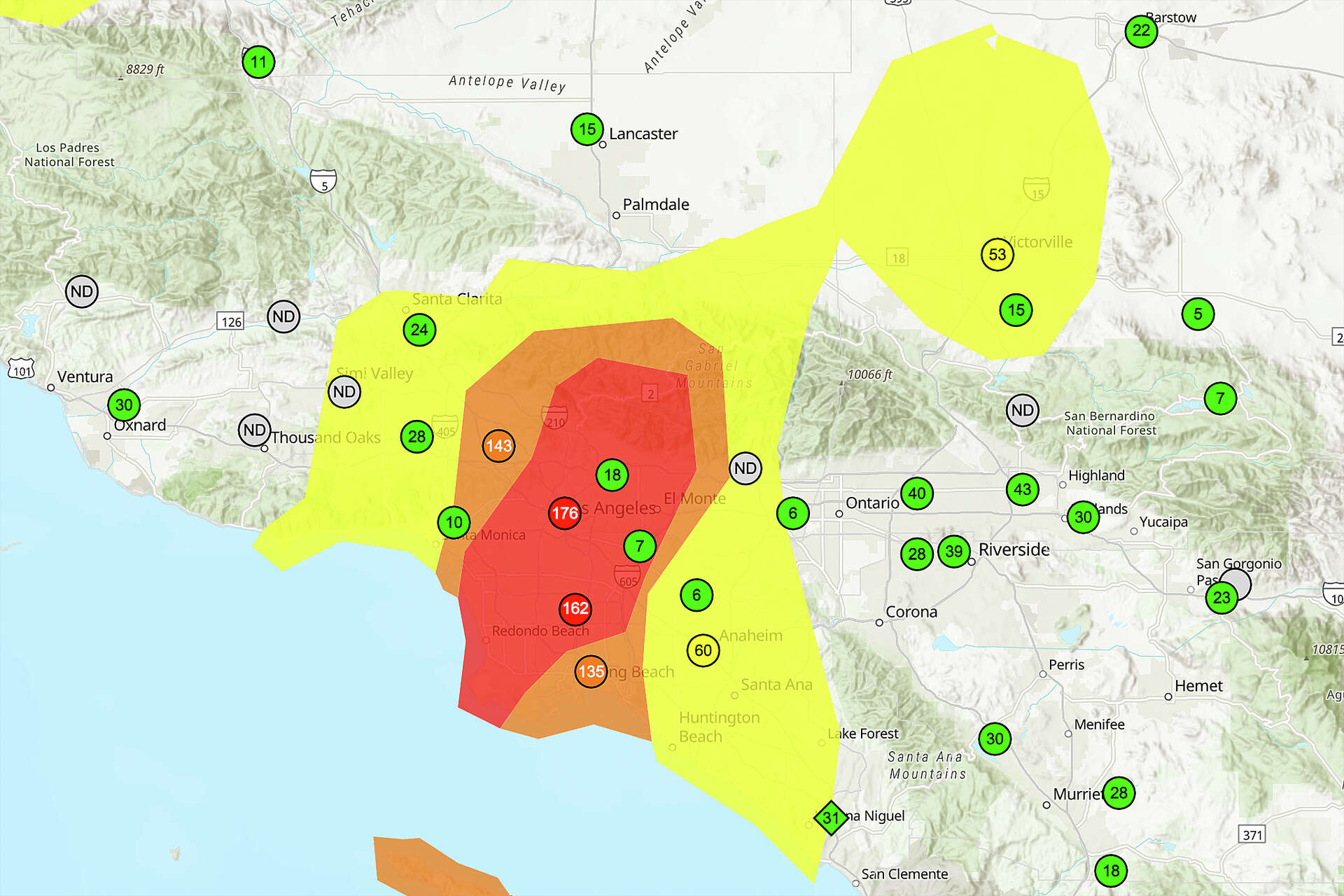 LA experiencing hazardous air quality levels from Palisades, Eaton fir