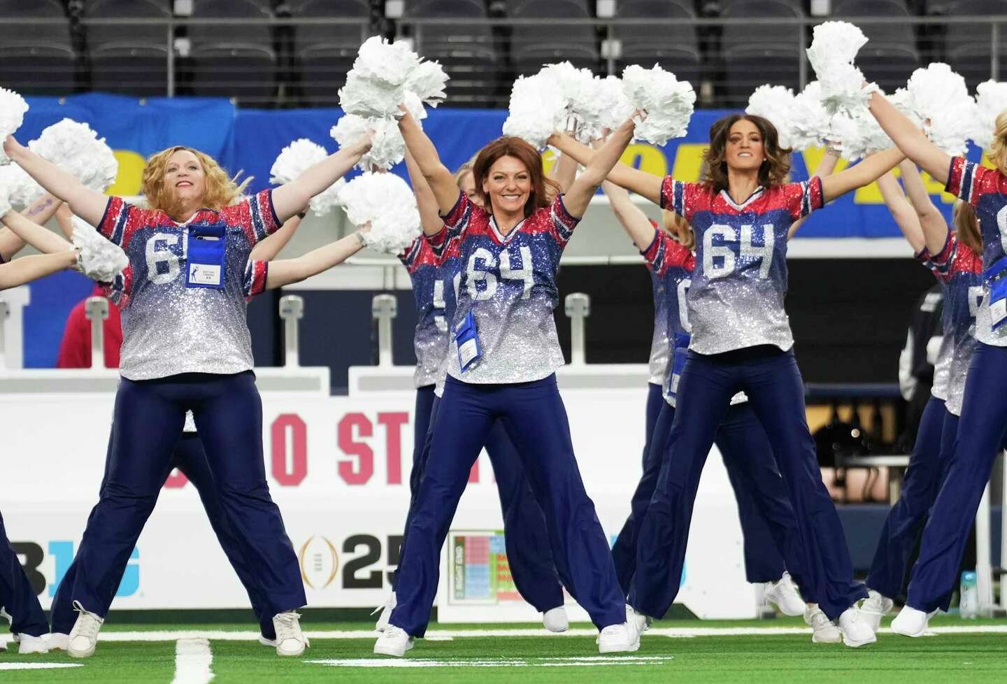 Astros' Julia Morales dances with Kilgore Rangerettes at Cotton Bowl