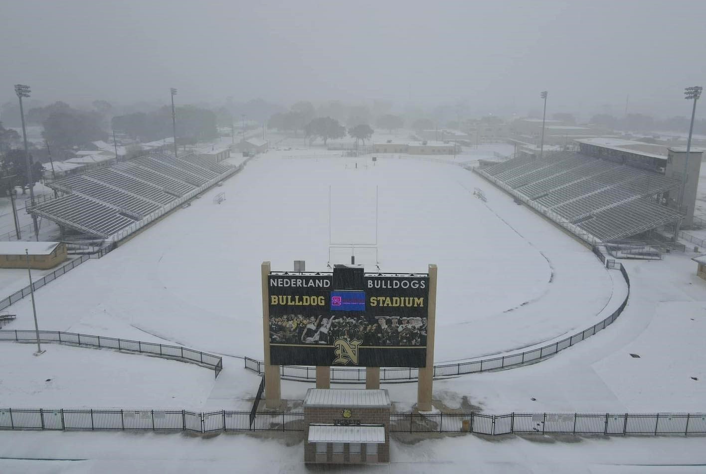Winter Storm Enzo covers Southeast Texas football stadiums with snow