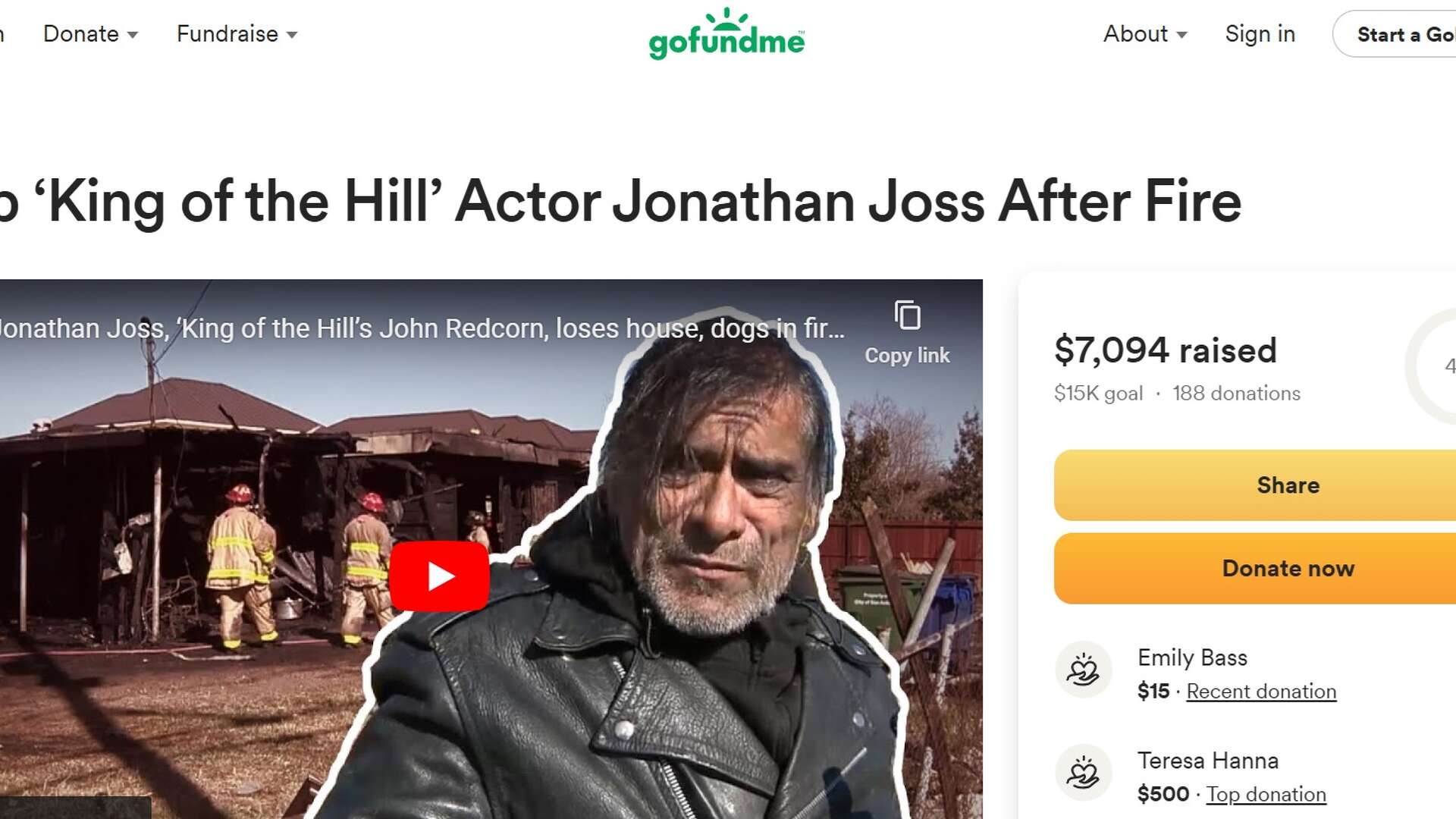 GoFundMe set up for 'King of the Hill' actor Jonathan Joss