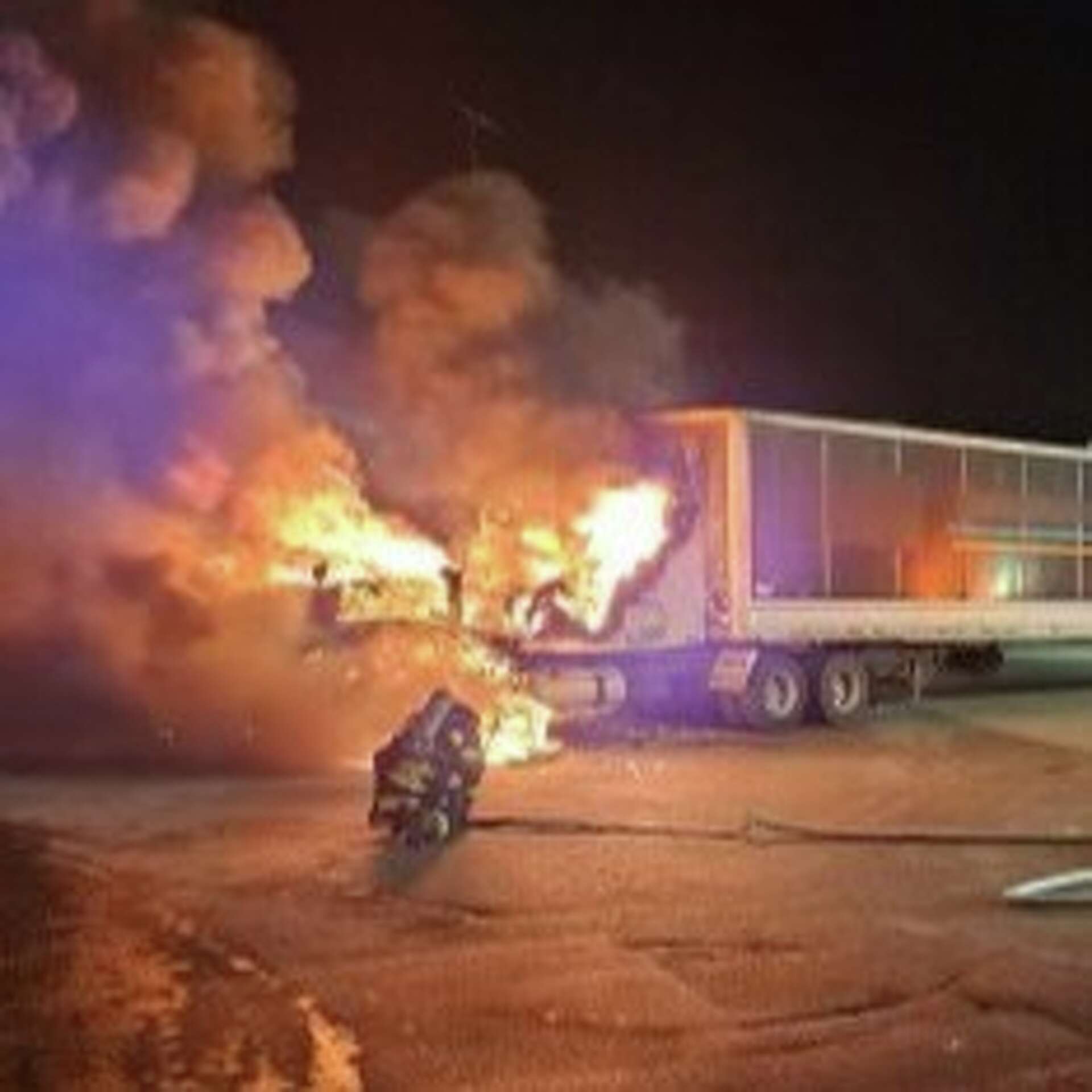 Tractor-trailer destroyed in fire at Milford truck stop: Officials
