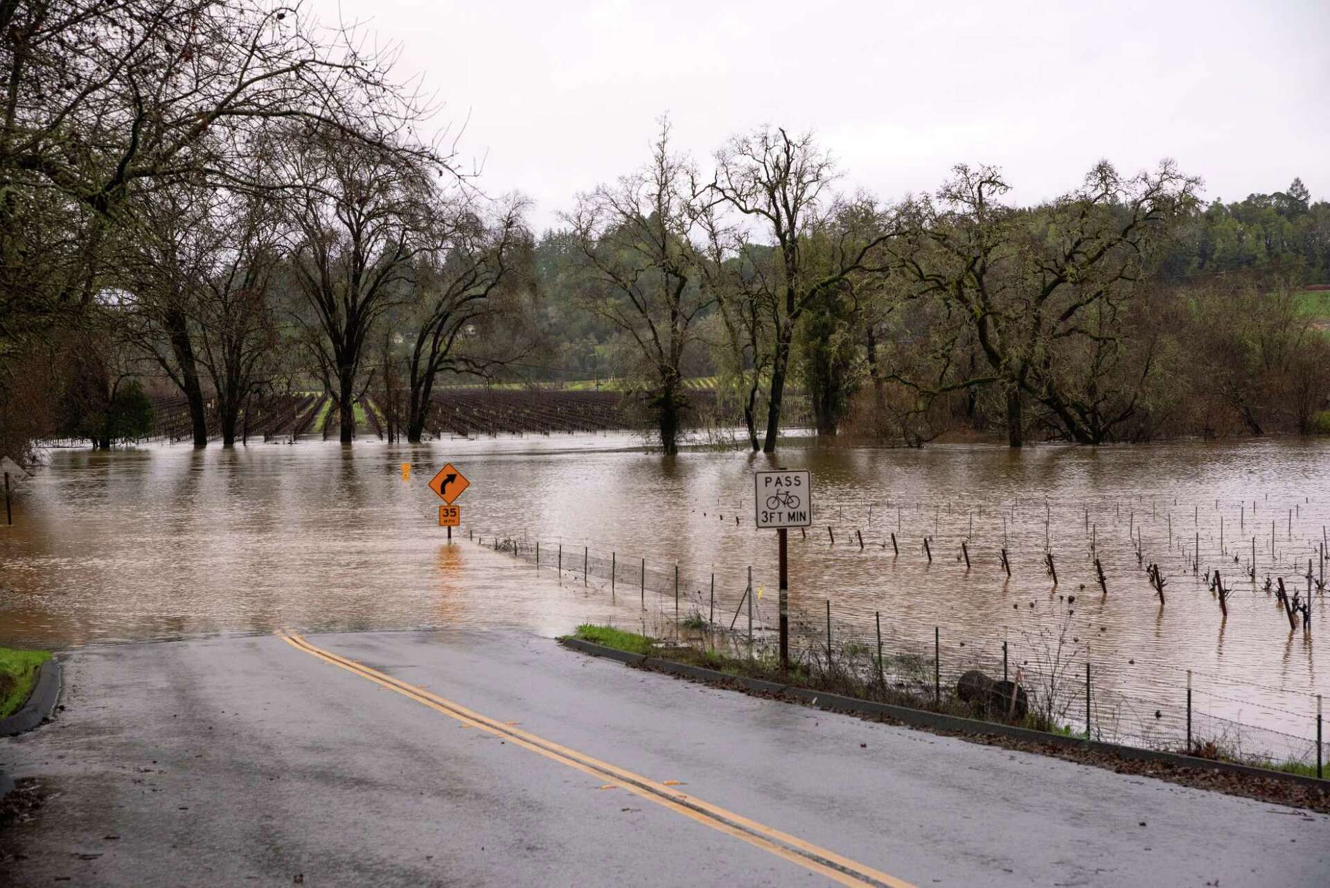 California’s Russian River at flood stage, low-lying homes at risk