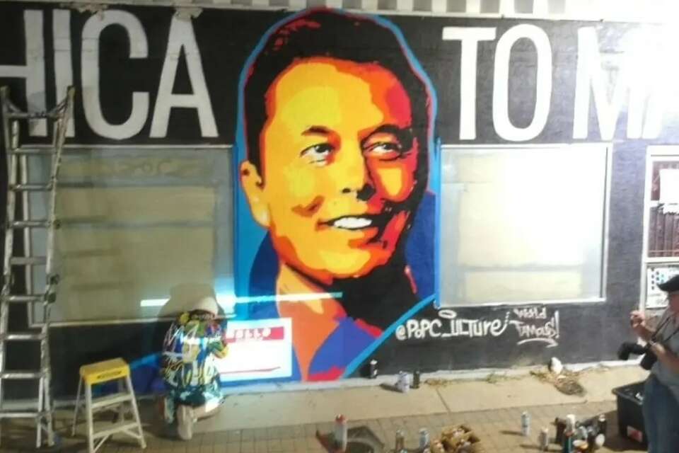Texas artist adds alleged health care shooter's name to Musk mural