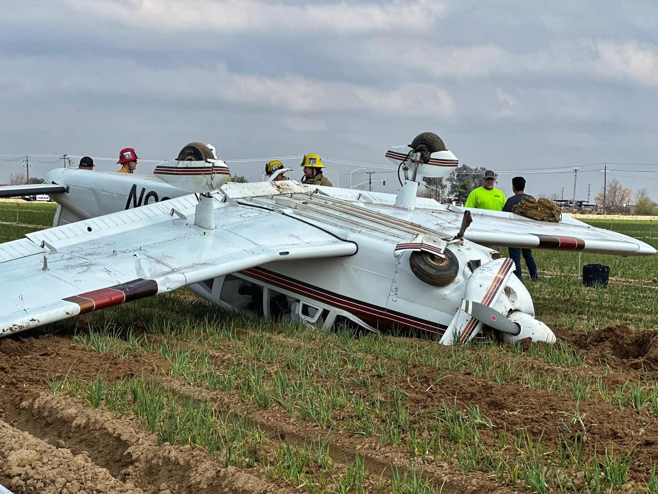 California plane overturns during crash but two escape unharmed