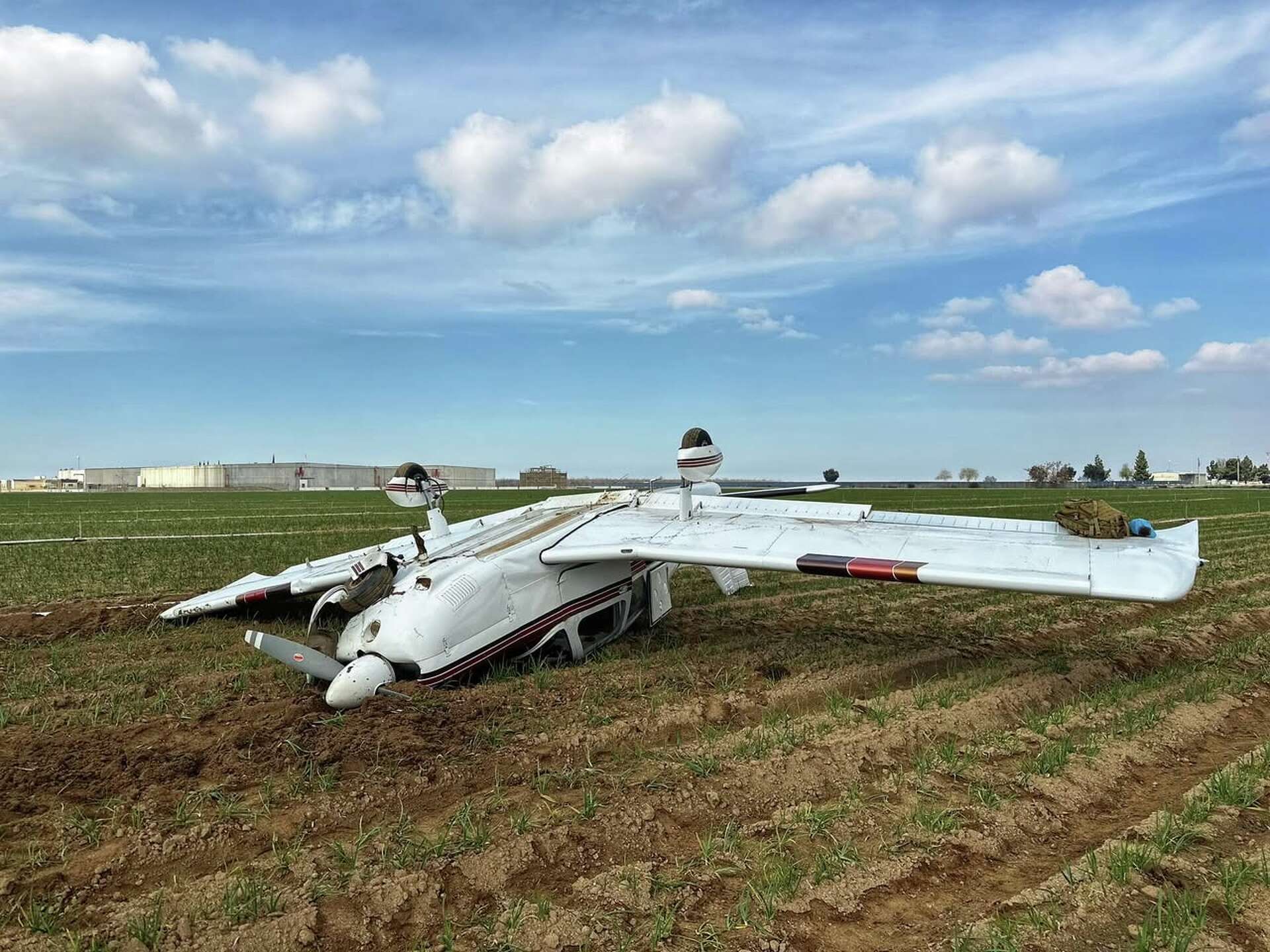 California plane overturns during crash but two escape unharmed