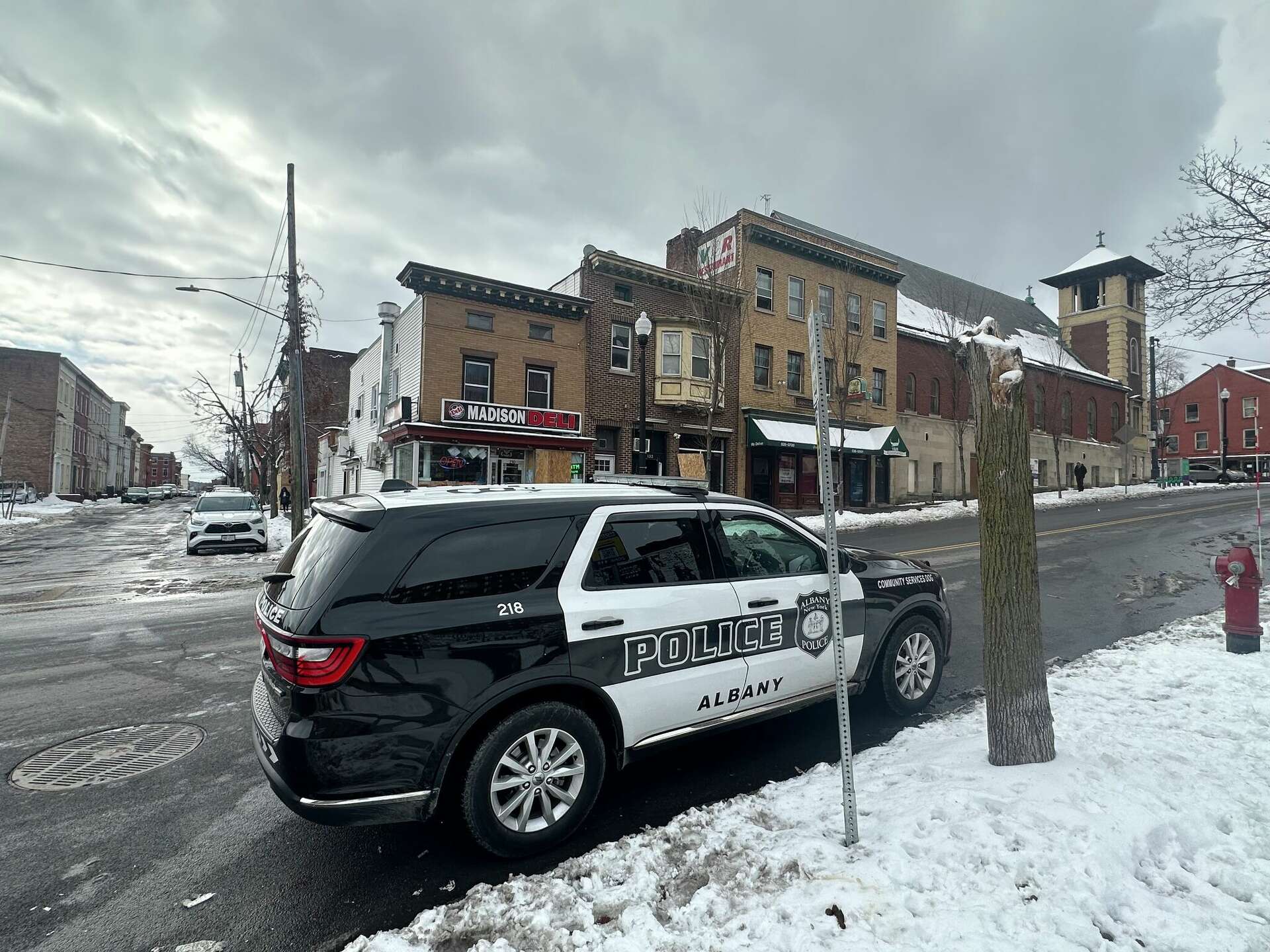 Downtown Albany block sprayed with bullets