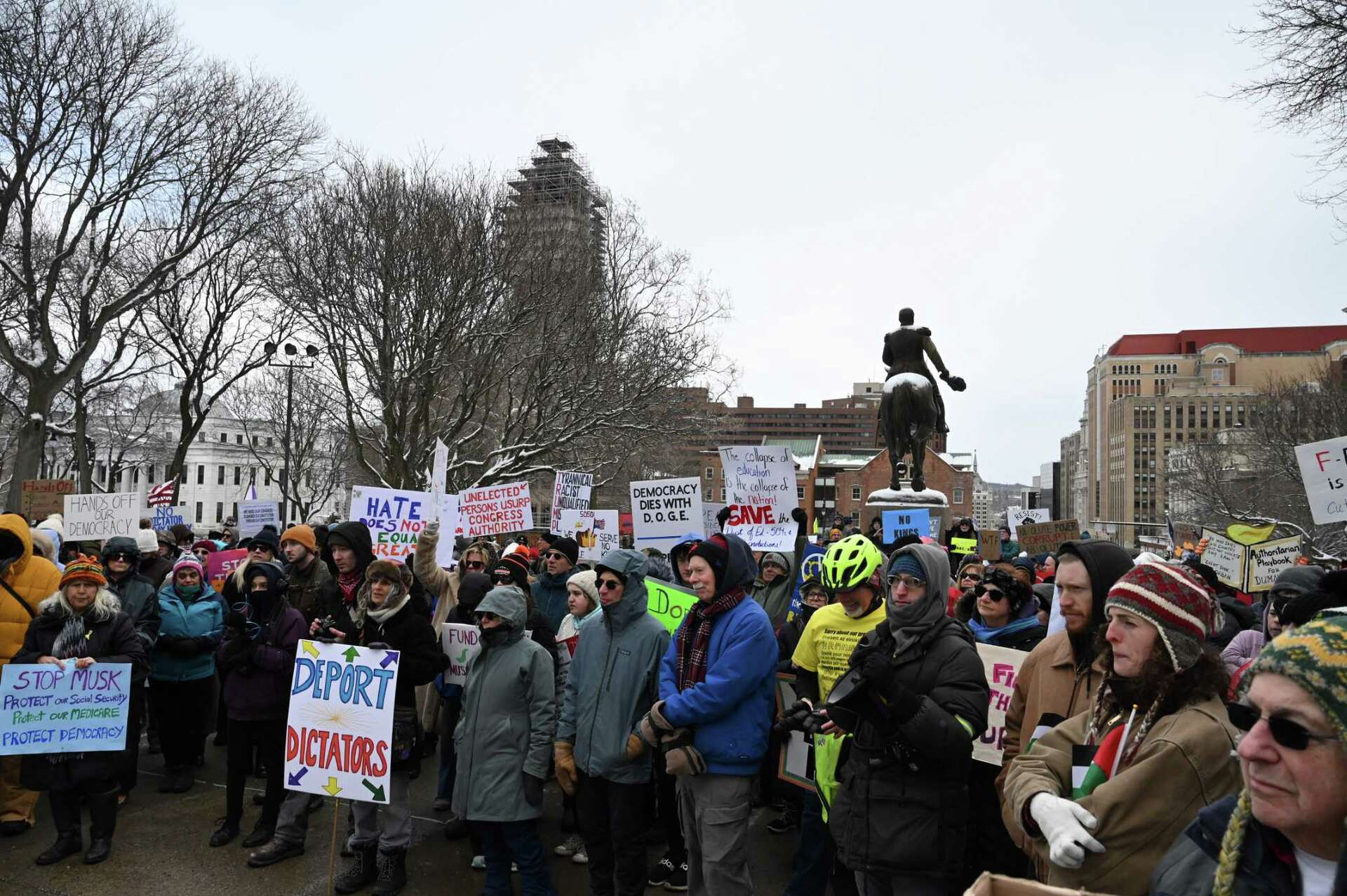 Photos: Albany protesters join national anti-Trump/Musk demonstration