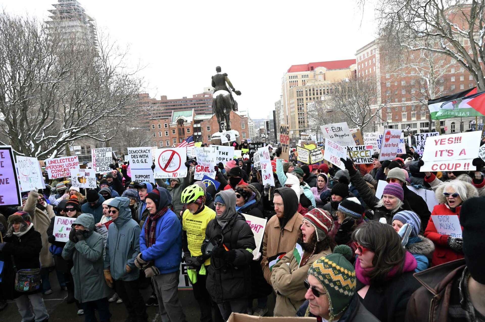 Photos: Albany protesters join national anti-Trump/Musk demonstration