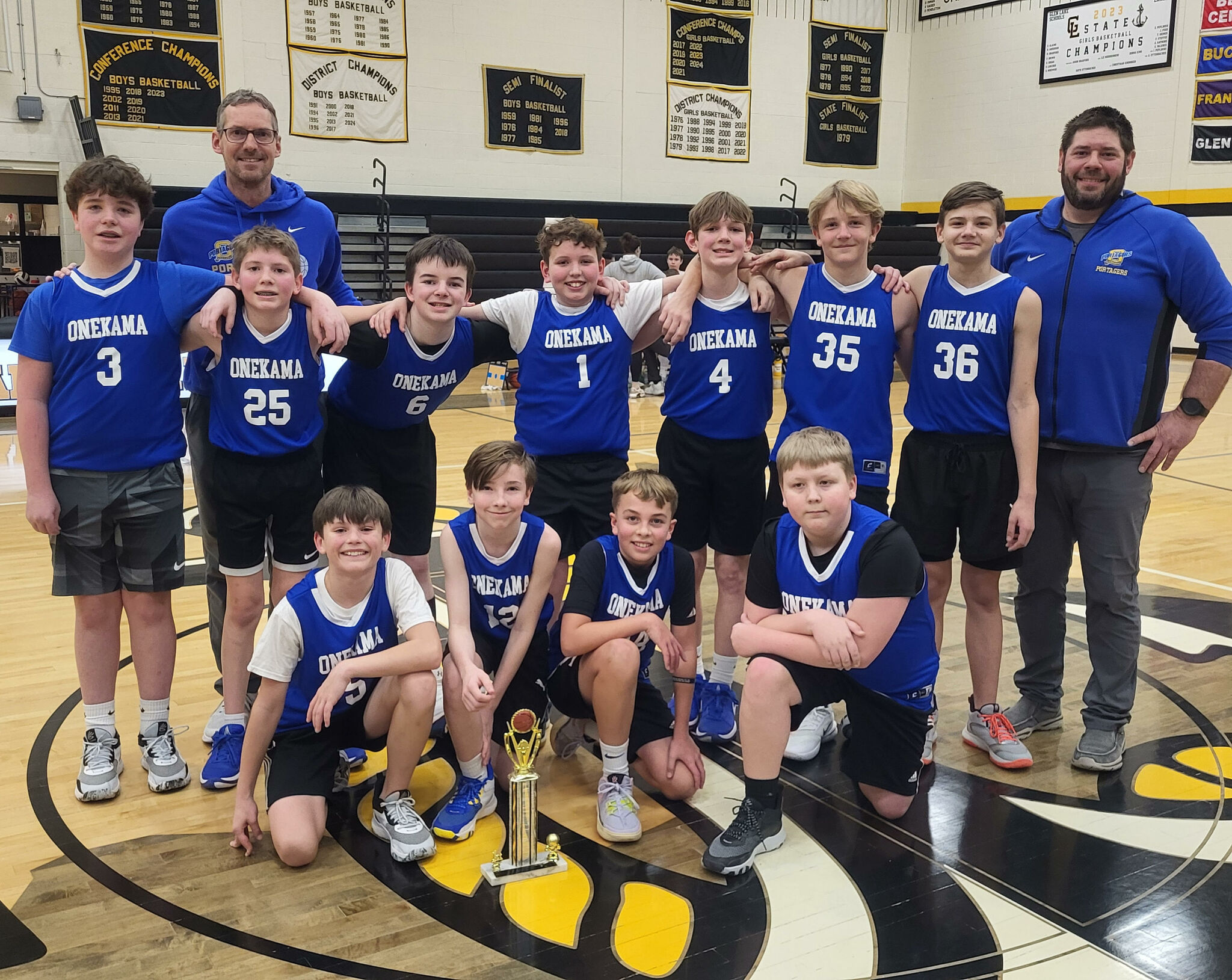 Onekama sixth grade boys basketball team wins second straight tourney