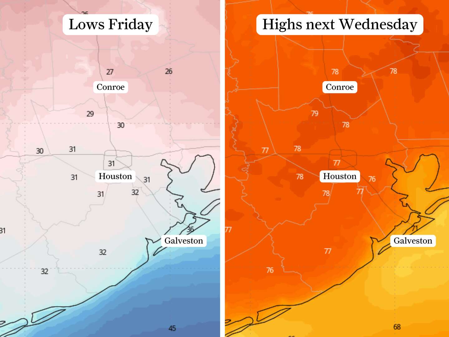 Houston freeze ends soon: Here's a timeline of warming temperatures