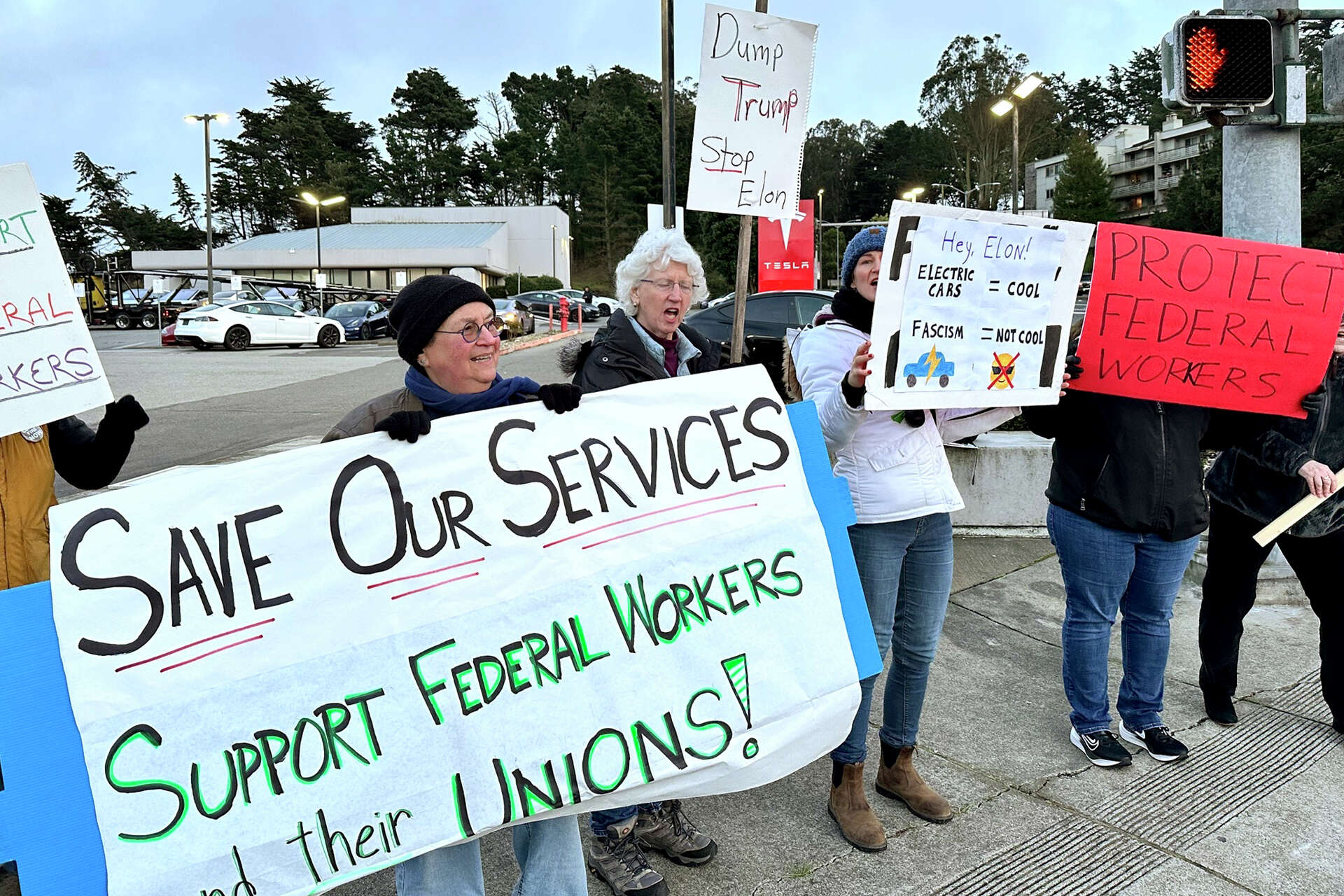 Protests against Elon Musk and mass layoffs spread across California
