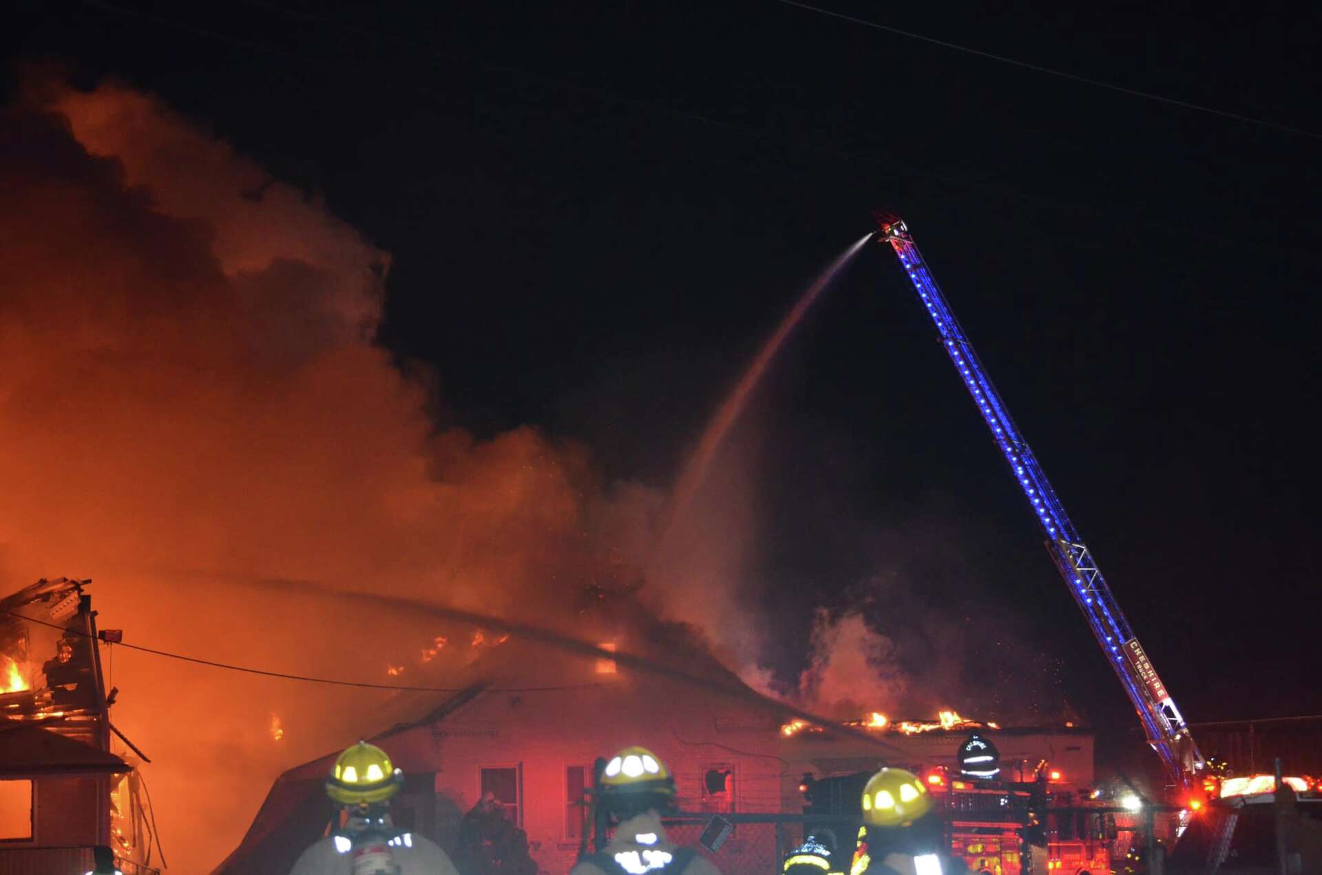 Firefighters battle blaze at Cheshire lumber yard, officials say