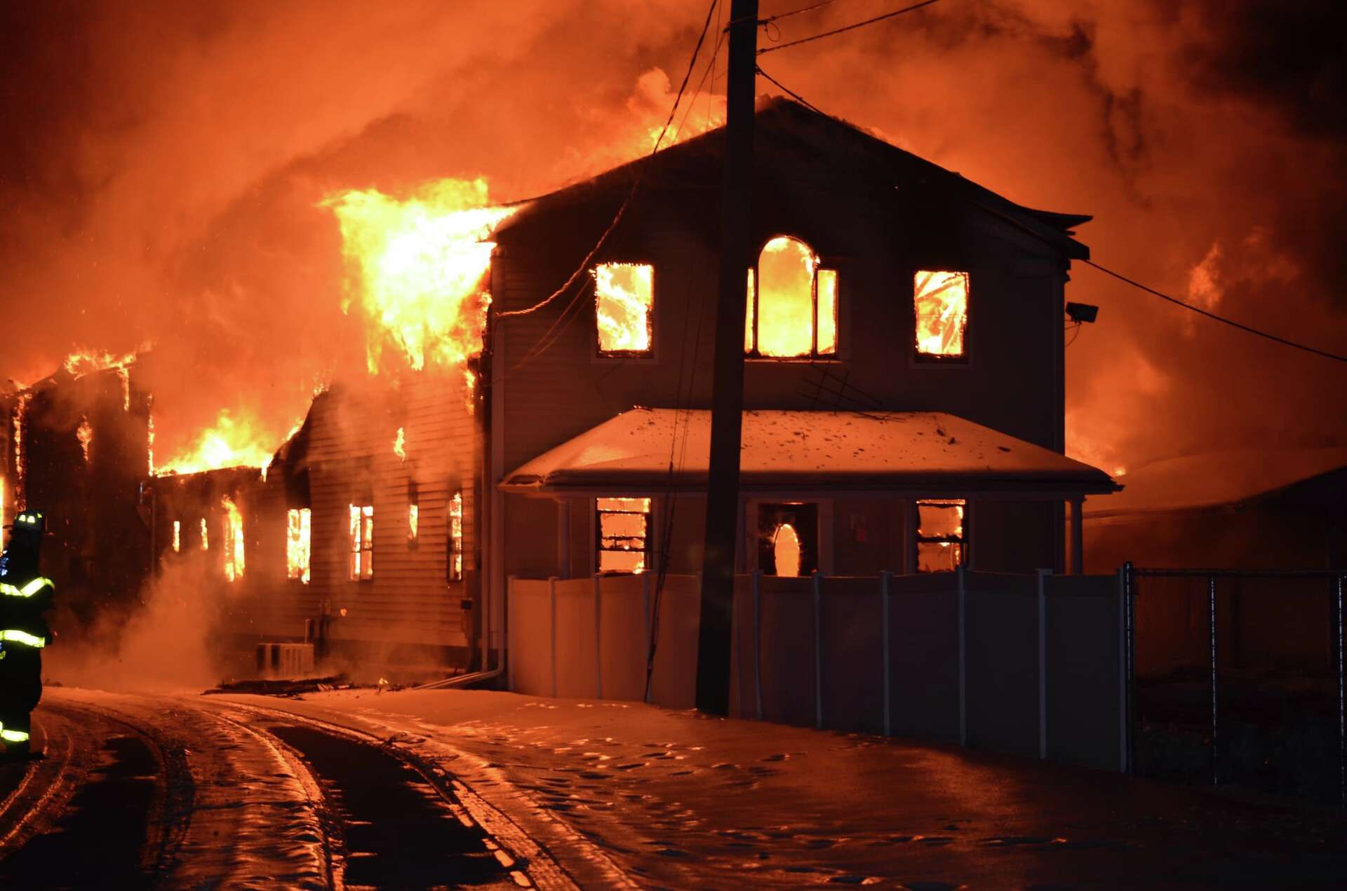 Firefighters battle blaze at Cheshire lumber yard, officials say