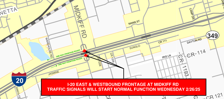 Midkiff Road and I-20 get new traffic signals Wednesday