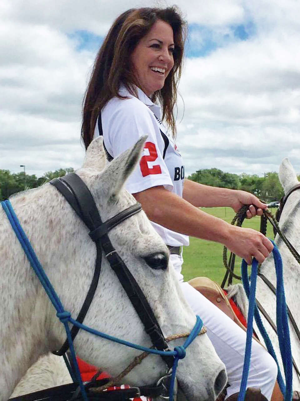 Former KSAT-TV anchor Ursula Pari rides for Polo in the Park